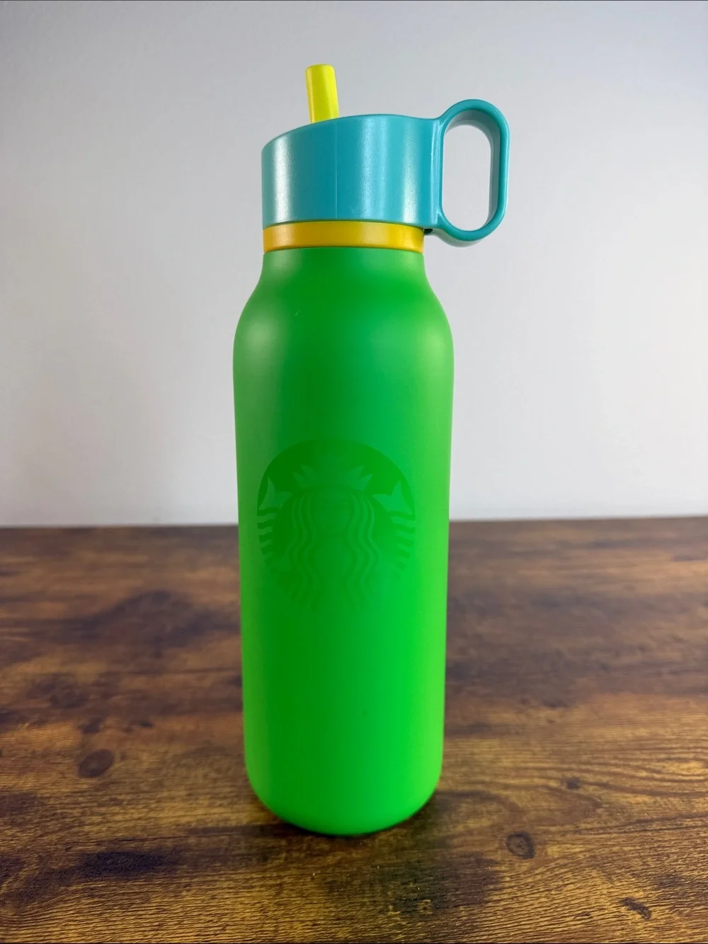 Starbucks | Dining | Starbucks Bright Green Bottle With Teal Lid And ...